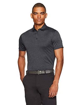 Amazon Essentials Polo de Golf Léger Stretch Quick Dry, Coupe Ajustée Homme, Noir Chiné, XXL