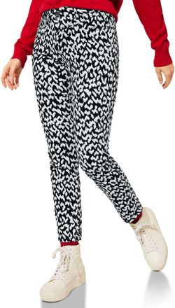 Street One Hose Damen Samthose Casual Fit Middle Waist Slim Legs Schwarz 36W / 30L