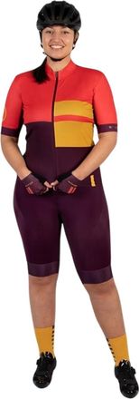 Endura Radfahr-Trikot f&uuml;r Damen, Stehkragen, Athletisch, Schmal, kurz&auml;rmlig (Granatapfel)