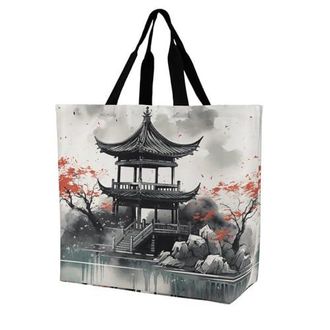 Generic Peinture &Agrave; LEncre Chinoise Sac Fourre-Tout D&eacute;contract&eacute; Sacs De Courses L&eacute;ger Sac Courses Pour Travail Plage Gym