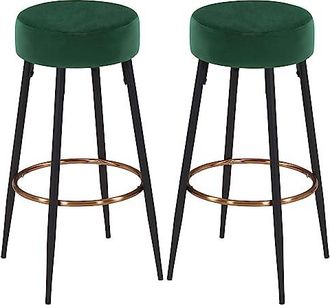 Duhome Tabouret de Bar Lot de 2 Tabouret de Bistrot avec Repose-Pieds Chaise de Comptoir 80cm pour Bistrot Cuisine Caf&eacute; Salle &agrave; Manger,Vert Fonc&eacute;