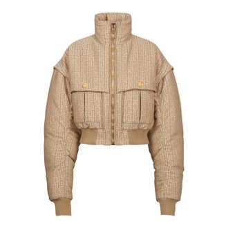 Balmain Femme, Vestes, Beige, Taille: 38 FR Bomber court en jacquard monogramme PB Labyrinthe