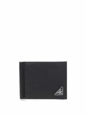 Prada portefeuille pliant en cuir Saffiano - Noir