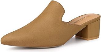 Allegra K Mules à Enfiler à Bout Pointu pour Femmes Brun 37.5