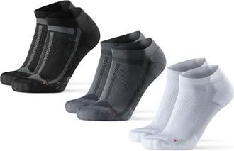 Danish Endurance Chaussettes Courtes de Running Longue Distance, Respirantes & Anti-Ampoules, Homme Femme, 3 Paires, Multicolore (1x Noir/Gris, 1x Gris/Noir, 1x Blanc)