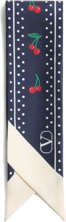 Valentino Garavani foulard fin Cherryfic - Bleu