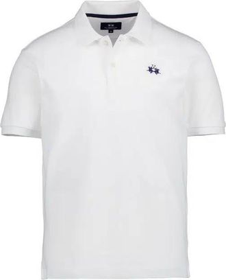 La Martina Herren Polo-Shirt wei&szlig; Baumwoll-Piqu&eacute;