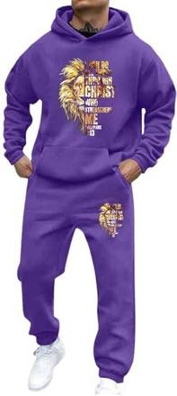 Generic Surv&ecirc;tement pour homme - Ensemble complet imprim&eacute; &agrave; manches longues - Sweat &agrave; capuche - Jambe droite - Ensemble de jogging - Gym Sport - Haut et panta