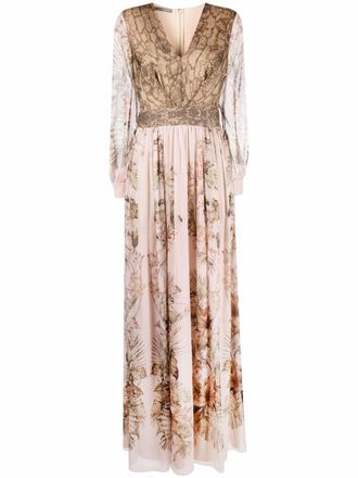 Alberta Ferretti robe longue &agrave; imprim&eacute; peau de serpent - Rose