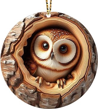 Generic Tierschmuck Weihnachtsschmuck - Weihnachtstiere Niedliche Tiere | Tierornamente Aus Acryl F&uuml;r Weihnachten | Acryl 2D Anh&auml;nger Tier Eule Baumschmuck | 