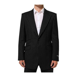 Dolce & Gabbana Homme, Vestes, Noir, Taille: 2XL Veste de costume ray&eacute;e &agrave; 2 boutons