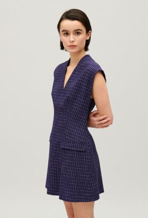 Claudie Pierlot Robe courte carreaux indigo