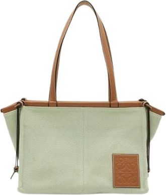 Loewe Pre-owned Sac cabas Cushion Tote en toile et cuir - Femme - Pre-owned - Vert - Taille: ONE Size