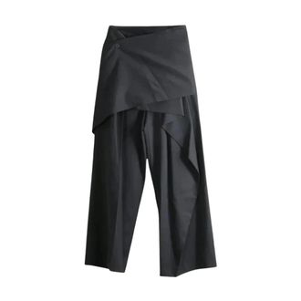 Issey Miyake Gl&auml;nzende Wollhose - - Trousers - Damen - Schwarzk - S