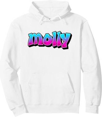 BDAZ Molly Graffiti Personalisierter Name Blau Rosa Frauen M&auml;dchen Pullover Hoodie