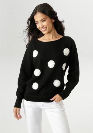 Aniston Strickpullover mit extravaganten, aufgestickten Punkten vorne