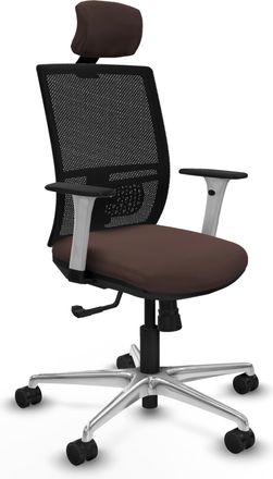 Piqueras y Crespo Programmierstuhl mit wei&szlig;en und schwarzen Armlehnen, h&ouml;henverstellbare Lendenwirbelst&uuml;tze und h&ouml;henverstellbares Kopfteil, Schwarz/Dunkelbraun