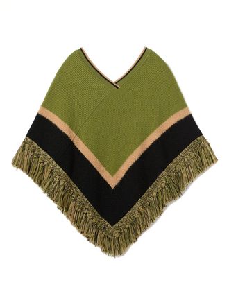 La DoubleJ poncho brod&eacute; &agrave; franges - Vert