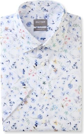 Olymp Herren Oberhemd Kurzarm Luxor,Digitaldruck auf Uni,466 Comfort Fit 20,13 New Kent,Weiss 00,41
