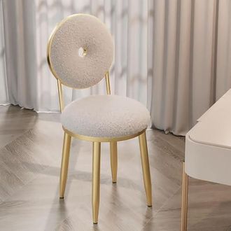 Generic Fauteuil de Coiffeuse for Salle de Maquillage - Tabouret en Laine dagneau, Style Moderne du Milieu du si&egrave;cle, avec Dossier en Velours et Pieds dor&eacute;s, 