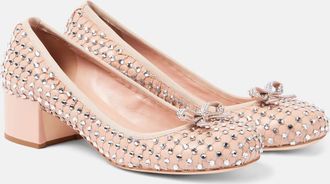 Rene Caovilla Pumps aus Leder mit Kristallen