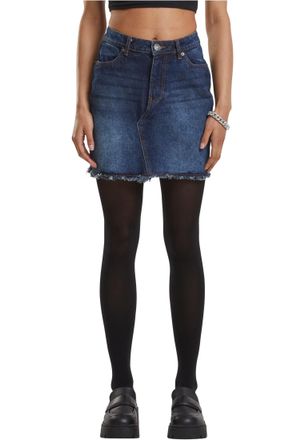 Urban Classics Damen Rock Ladies Heavy Mini Denim Skirt, Jeans Minirock, kurzer Jeansrock mit offenem Saum