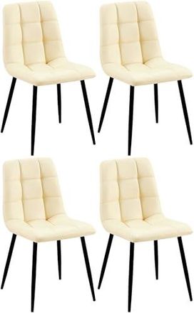 Clp Lot de 4 chaises de Salle à Manger Antibes Similicuir I Chaise rembourrée matelassée I Chaise de Cuisine avec Protections de Sol, Couleur:crème