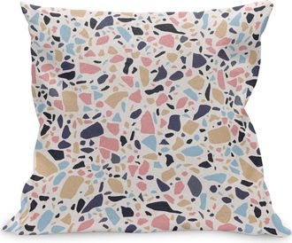 Abakuhaus Abstrakt Kissenbezug, Bunte Mosaik Wie Pebble Formen und Gestalten Wiederholung Terrazzo Stil, Kissenhülle mit Reißverschluss Beidseitiger Druck, 45 x