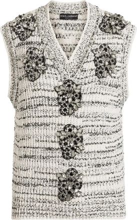 Dolce & Gabbana embellished V-neck vest - Nude