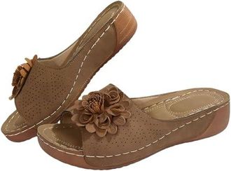 Generic Sandales compens&eacute;es orthop&eacute;diques pour femme, confortables, antid&eacute;rapantes, couleur unie, bout ouvert, soutien de la vo&ucirc;te plantaire, chaussures d&eacute;con