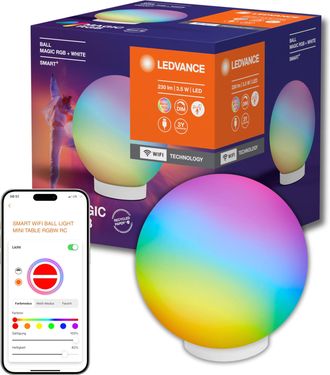 Ledvance SMART+ WIFI BALL LIGHT Mood- & Tischleuchte, schwarz, 5W, 200lm, dynamischer Magic RGB Lichteffekt, zwei Lichtquellen, dimmbar, lange Lebensdauer, ein