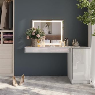 Vicco Schminktisch Sherry, Wei&szlig;, 100 cm 3 Teile