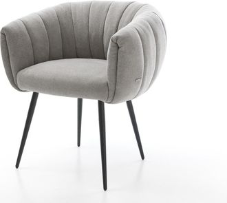 DELIFE Esszimmerstuhl Jada-Flex Strukturstoff Soft Grau 4-Fu&szlig; konisch Schwarz Taschenfederkern, Esszimmerst&uuml;hle