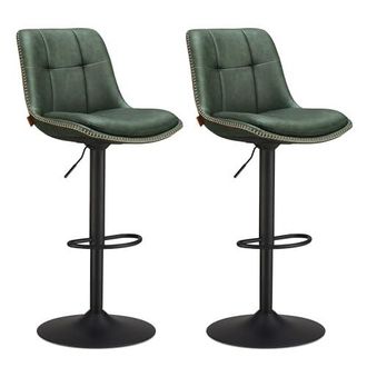 Vasagle Tabourets de Bar, Lot de 2, Chaise de Cuisine, Siège Pivotant à Hauteur Réglable, Matelassé, en PU, avec Dossier et Repose-Pieds, Salle à Manger, Comp