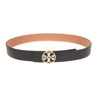 Tory Burch Schwarzer geh&auml;mmerter Lederg&uuml;rtel mit goldener Metallschnalle - - Accessories - Damen - Schwarzk - L