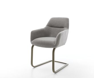 DELIFE Freischwinger Pejo-Flex Strukturstoff Soft Grau Freischwinger flach Effektfinish Titan Taschenfederkern, Esszimmerstühle