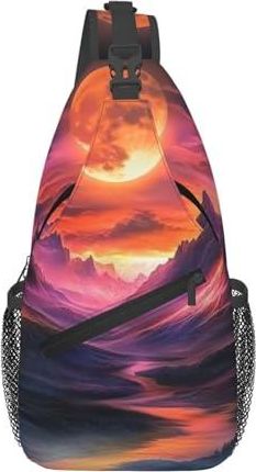 Generic Moonlight Mountain View Sac &agrave; bandouli&egrave;re de voyage pour homme Sac &agrave; dos de randonn&eacute;e