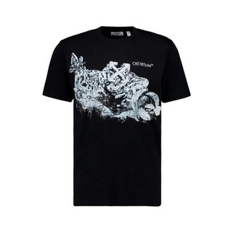 Off-white Homme, Tops, Noir, Taille: 3XL T-shirt Graphique Coupe Slim Col Ras du Cou