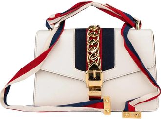 Gucci Crossbody Bags - Gucci White Leather Sylvie Handbag - Gr. unisize - in Wei&szlig; - f&uuml;r Damen