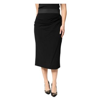 Dolce & Gabbana High Waist Pencil Cut Midi Rock - - Skirts - Damen - Schwarzk - XL