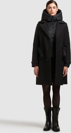 Khujo Trenchcoat KHUJO GORA, Damen, Gr. XL, schwarz, Web, 100% Polyester, unifarben, eingesetzt gerader Abschluss mit Kn&ouml;pfen, M&auml;ntel, Topseller
