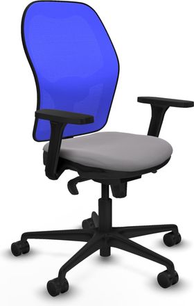 Piqueras y Crespo B&uuml;rostuhl aus Kunstleder mit 3D-Armlehnen, h&ouml;henverstellbare Lendenwirbelst&uuml;tze, mit 5 Positionen und injiziertem Schaumstoff, Blau/Grau