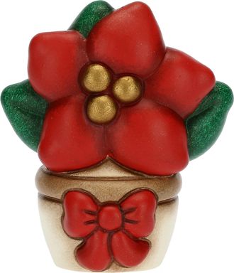 Thun Weihnachten 2022 - Vase mit Weihnachtsstern aus Keramik, handverziert, Mini-Version - Geschenkidee Weihnachten 2022-4,8 x 3,2 x 5,5 cm h