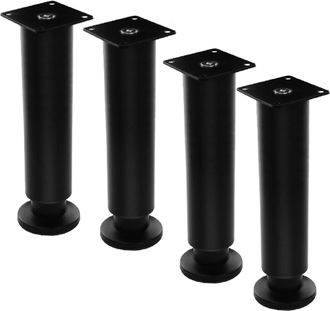 Generic 4 Stück Edelstahl Möbelbeine, Metallschrankbeine, verstellbare Tischbeine, runde Sofabeine, Küchenfüße, Stützbeine, Couchbeine, mit Schrauben, schwarz