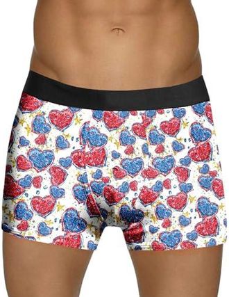 Generic Sous-v&ecirc;tement imprim&eacute; pour homme de la Saint-Valentin 2026 - Style rose sp&eacute;cial rouge - Taille moyenne, bleu, XXL