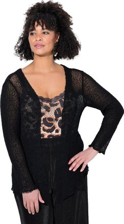 Miamoda Damen gro&szlig;e Gr&ouml;&szlig;en &Uuml;bergr&ouml;&szlig;en Plus Size Jacke, elastischer Slim Fit, L&ouml;cher, Wellenkanten schwarz 54+ 840092100-54+