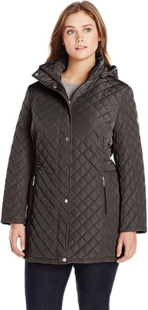 Calvin Klein Damen Diamond Quilted Hooded Jacket Steppjacke, Mittelschweres Schwarz, 0X