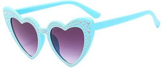 Generic Lunettes en forme de coeur en strass - Design en forme damour étincelant, lunettes de soleil rétro chic et tendance, nuances de protection UV légères 