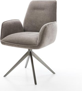DELIFE Drehstuhl Zoa-Flex Strukturstoff Soft Taupe Kreuzgestell breit Graphit 360&deg; drehbar Wippfunktion Taschenfederkern, Esszimmerst&uuml;hle