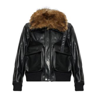 sacai Lederjacke mit Kunstpelz-Eins&auml;tzen - - Jackets - Herren - Schwarzk - S